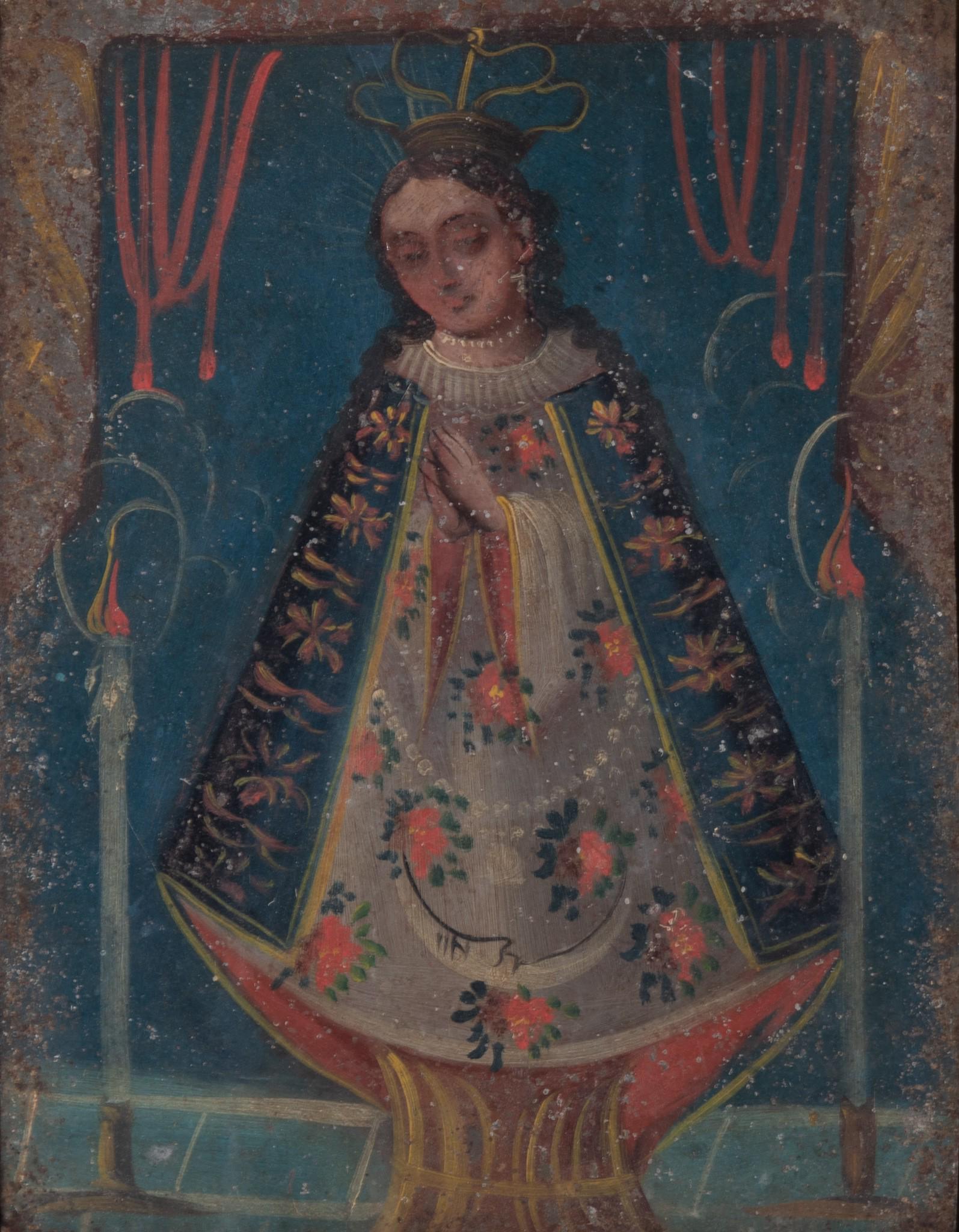 Antique Spanish Colonial Retablo Showing Our Lady of Guadalupe - Mar 18 ...