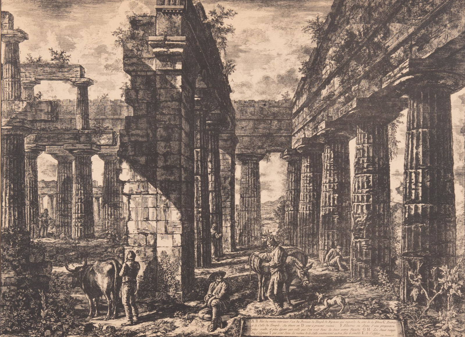 Antique Copper Engraving Of The Temples At Paestum By Francesco ...
