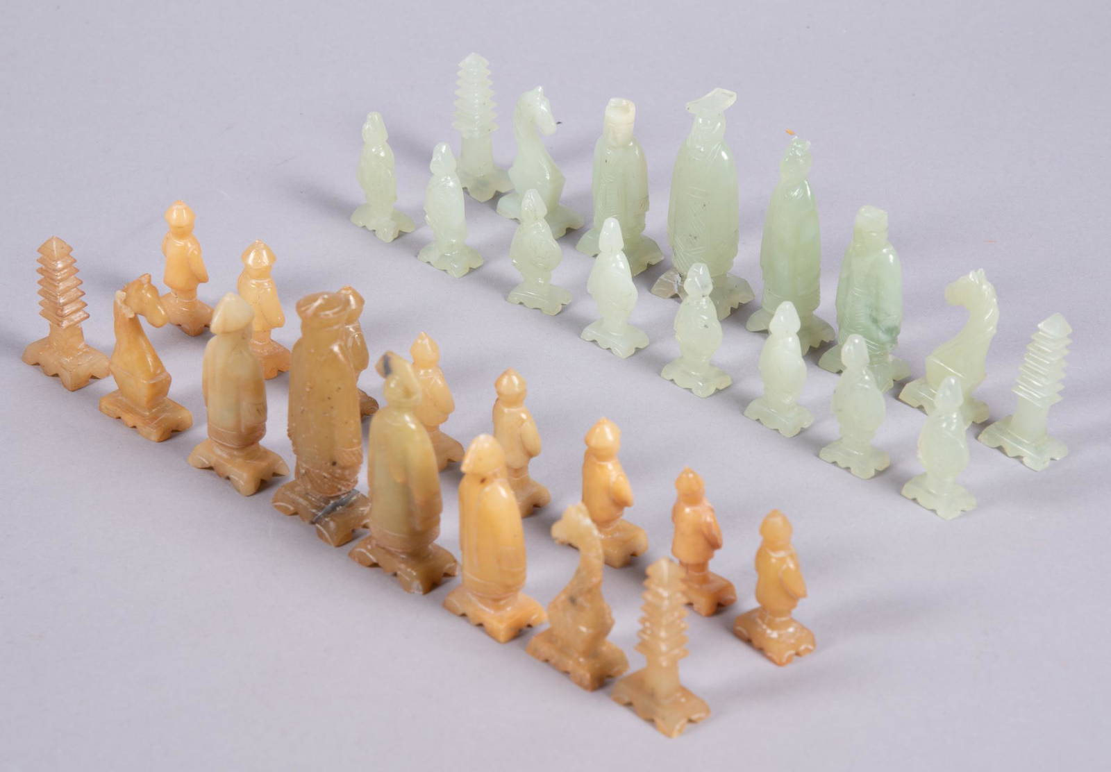 Vintage Unusual Hand Carved Jade Chess Set Auction
