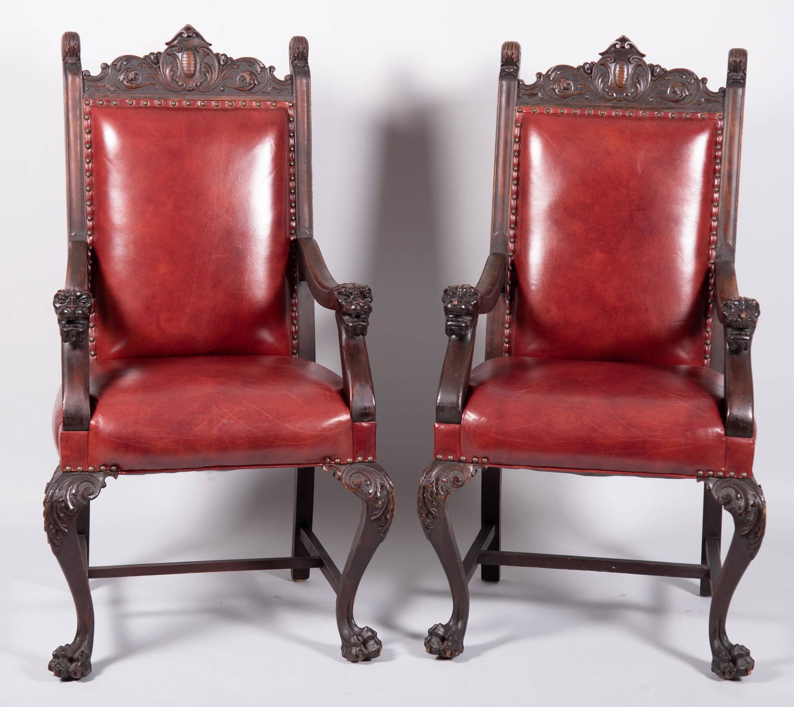 Set Of Eight R.j. Horner Dining Chairs With Carved Griffin Arm Rests ...