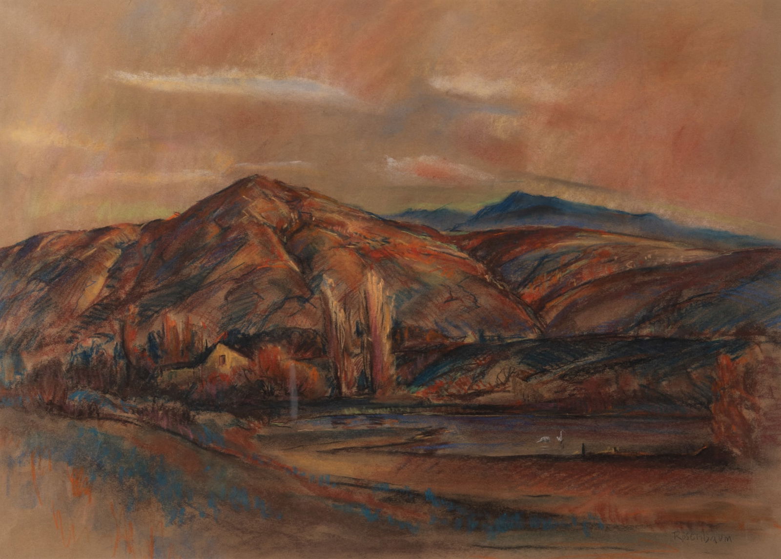 David Howell Rosenbaum, Utah (1908-1982), Wasatch Foothills, Pastel On ...
