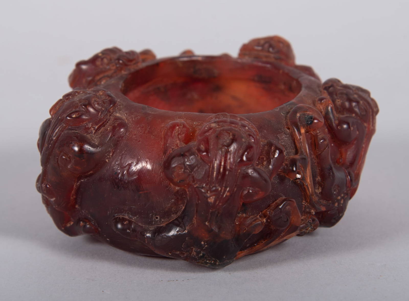 A Chinese Carved Amber Brush Wash Pot Auction