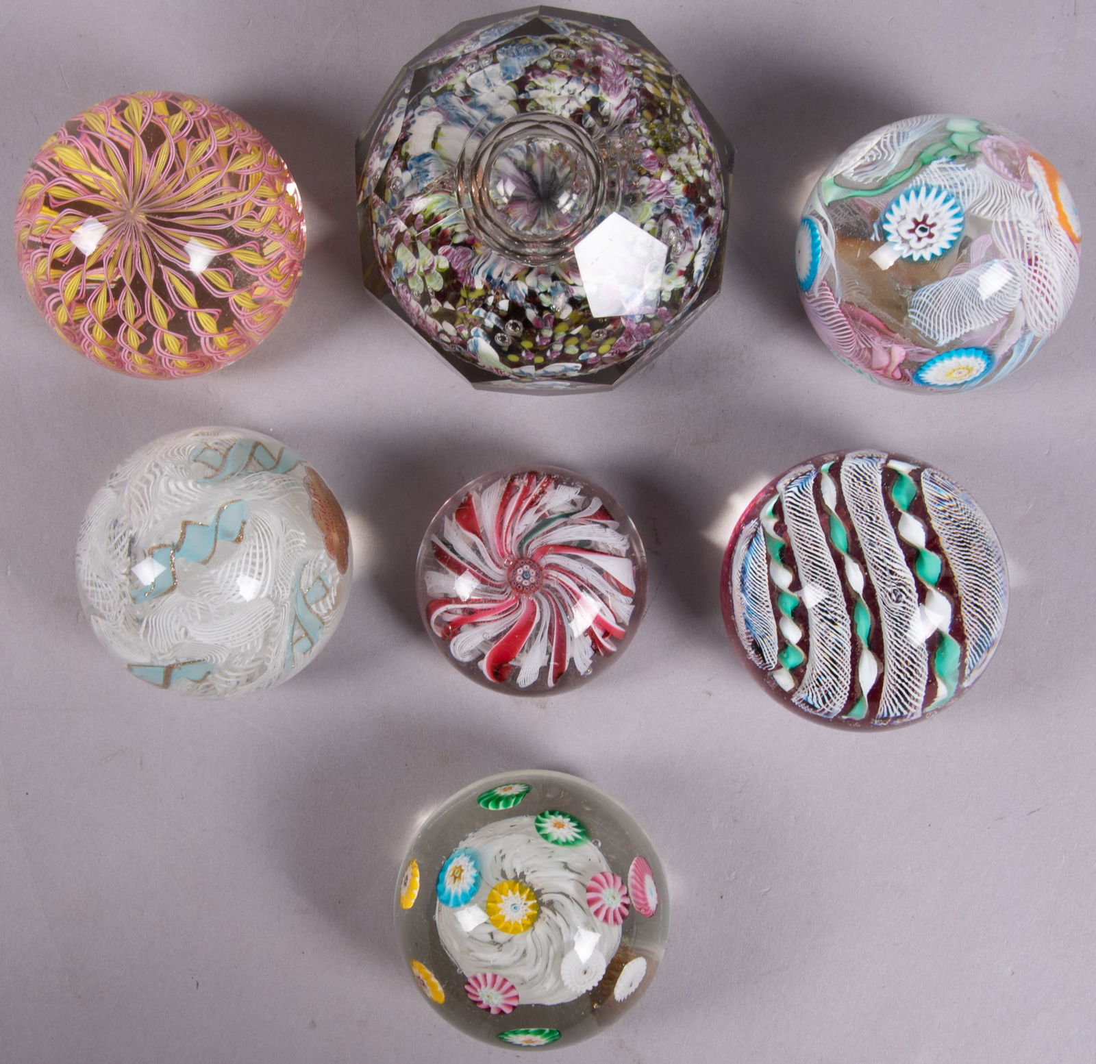 Collection Of Seven Glass Murano & Baccarat Glass Paperweights Auction
