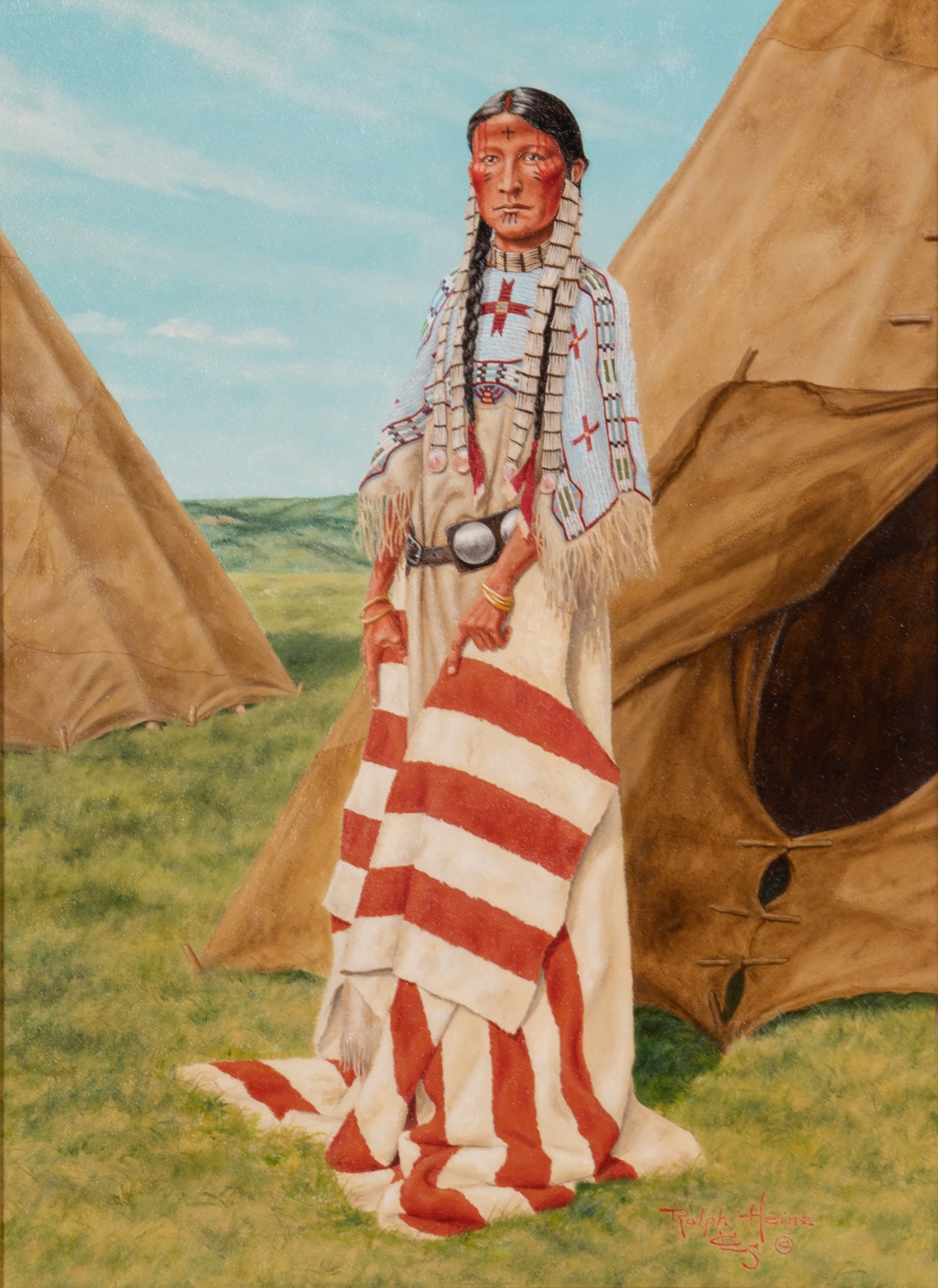 Ralph Heinz, American 20th C., White Buffalo Calf Maiden, Oil On Canvas ...