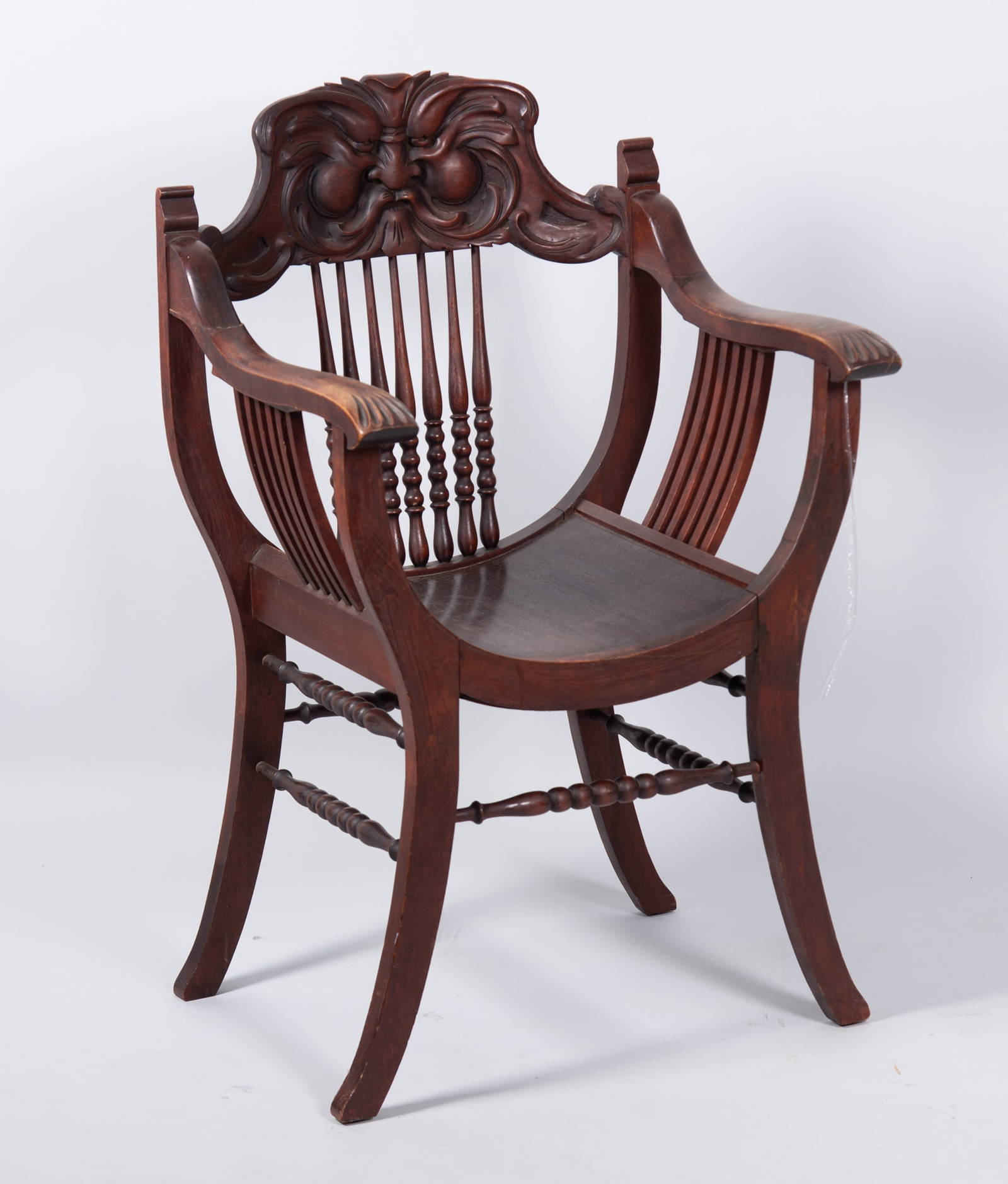 Throne Chair-carved North Wind Face Auction
