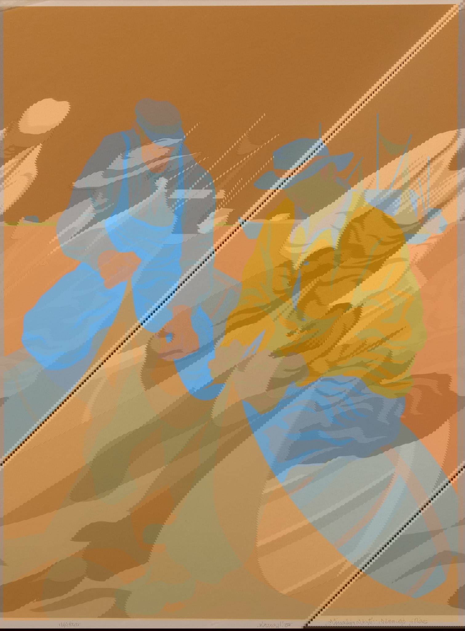 Claude Flynn Howell, American 1915-1997, Mending Nets: Noonday Glare ...