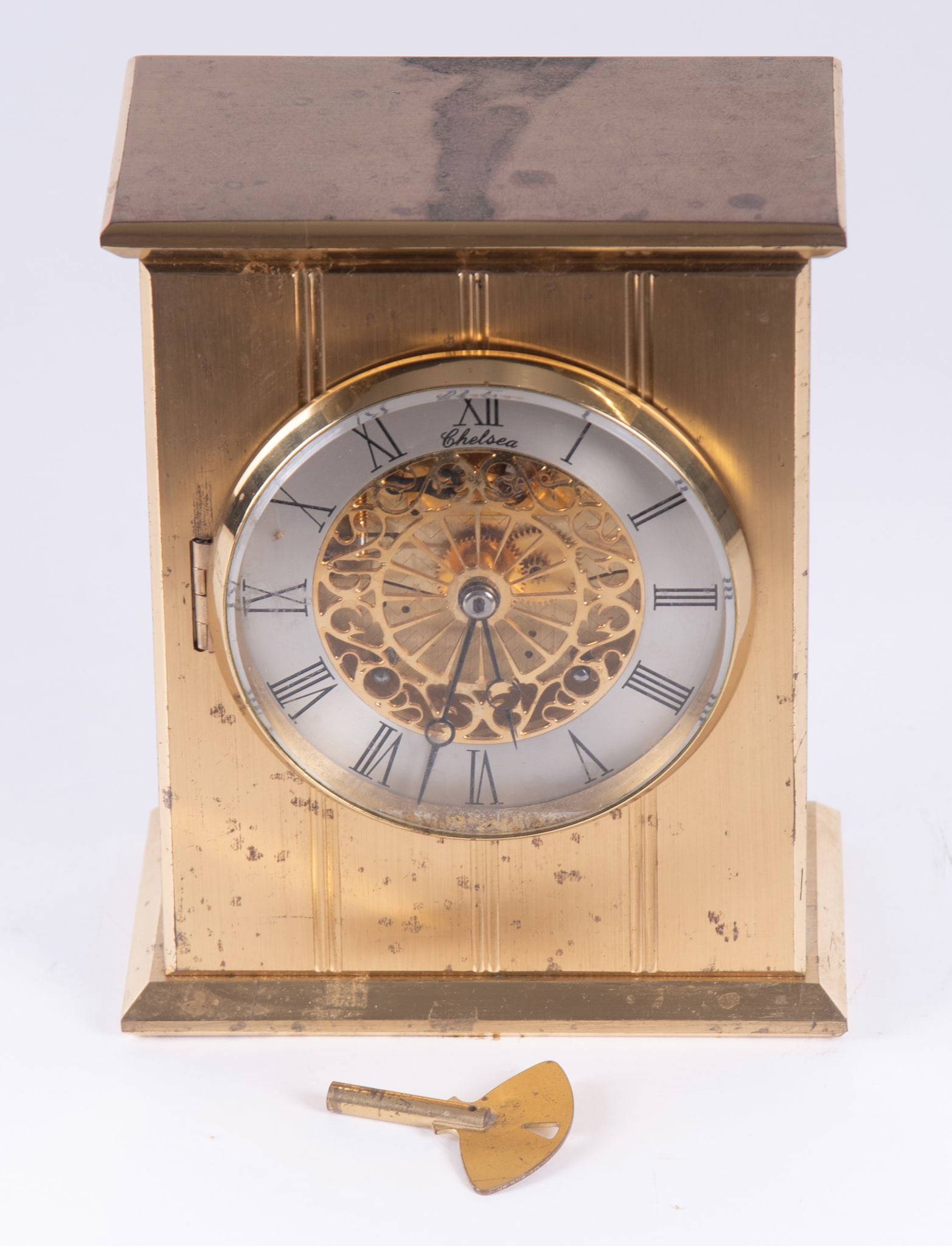 Chelsea Time And Strike Brass Case Mantel Clock Auction