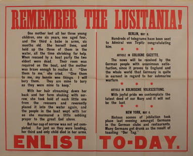 Remember The Lusitania! Propaganda Poster