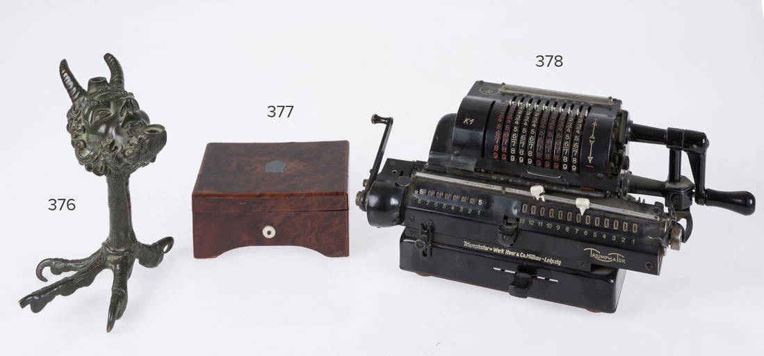 Patinated Bronze Oil Lamp In The Shape Of A Satyr's Head And A Claw ...