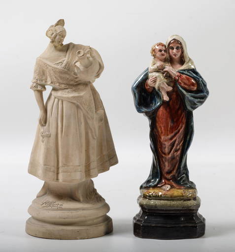 Valenciana and "Virgin with El Niño", Antonio Peyro, Valencia, mid-20th ...