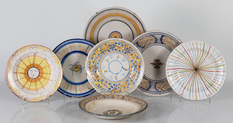 Seven Levantine Ceramic Plates, Possibly Catalonia, Spain, Early 20th ...