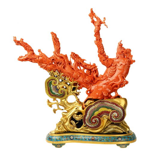 LARGE RED CORAL ON CLOISONNE STAND - Jun 13, 2020 | Bidit Auctions in GA