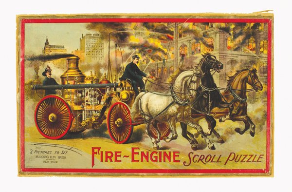 173: CA.1875 LITHOGRAPH HORSE-DRAWN STEAM FIRE ENGINE