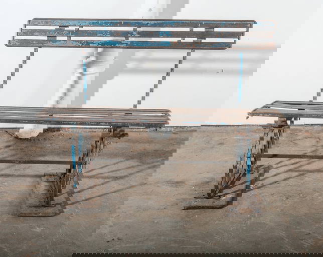 Vintage Metal Bus Station Bench