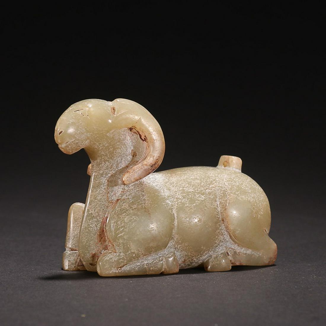 CHINESE ANTIQUE JADE GOAT - Dec 10, 2022 | Merces Gallery LLC in NY