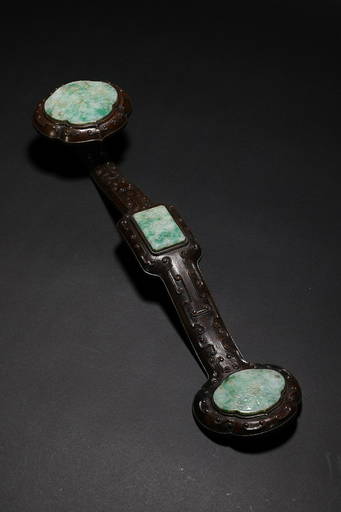 Chinese Sandalwood Ruyi Scepter, 'fu Zai Yan Qian'