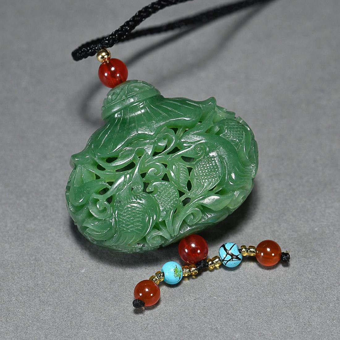 Chinese Jasper Openwork Sachet, 'mandarin Duck' Auction