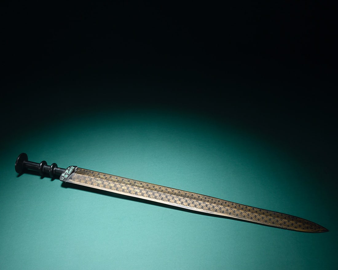 Chinese Turquoise Stones And Gold-inlaid Bronze Sword Auction