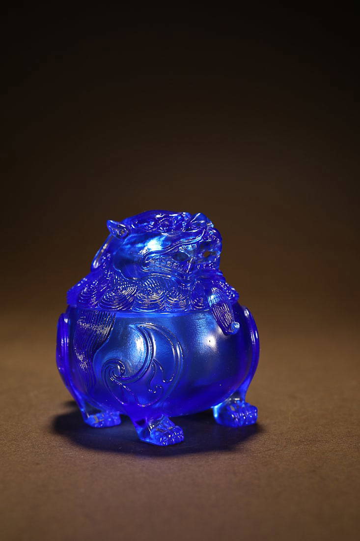 Chinese Blue Glass Censer, 'suanni' Auction
