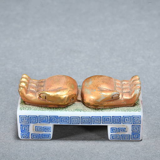 Chinese Gilded On Polychrome Enamel Glass Inkstone Tray, 'lotus'