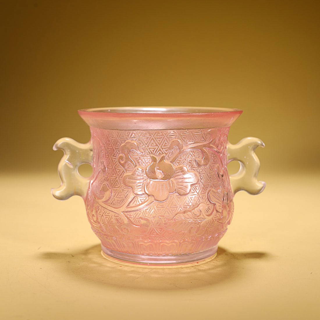 Chinese Red Glass Handled Censer, 'floral' Auction