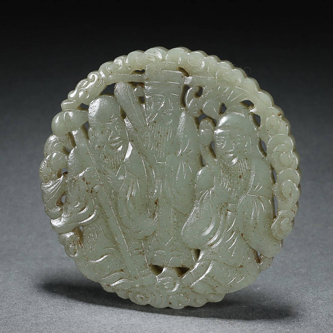 Chinese Hetian Jade Plaque, 'fu Lu Shou' Auction