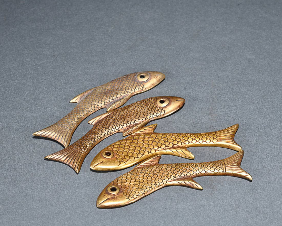 Four Chinese Gilt-bronze Coins, 'fish' Auction