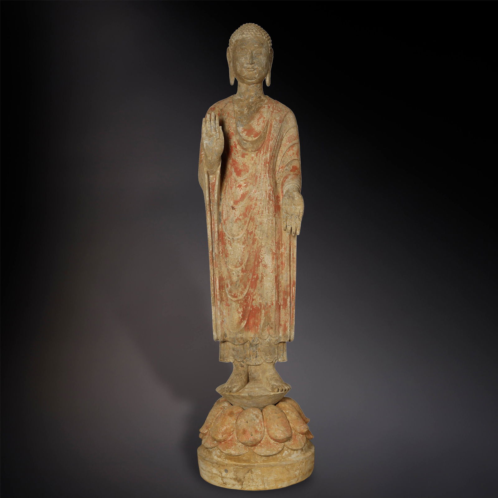 NORTHERN WEI DYNASTY,BLUESTONE CARVING PAINT BUDDHA (#0006) on Aug 10 ...