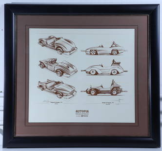 Disneyland Autopia Concept Art Signed Lithograph