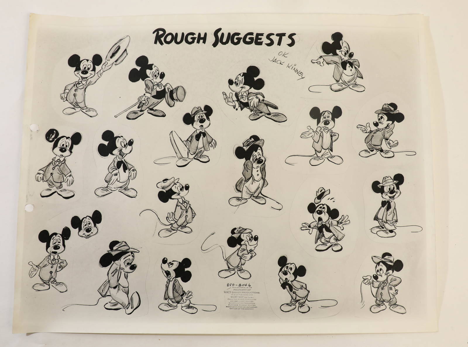 Mickey Mouse Vintage Studio Photostat Model Sheet From Unfinished ...