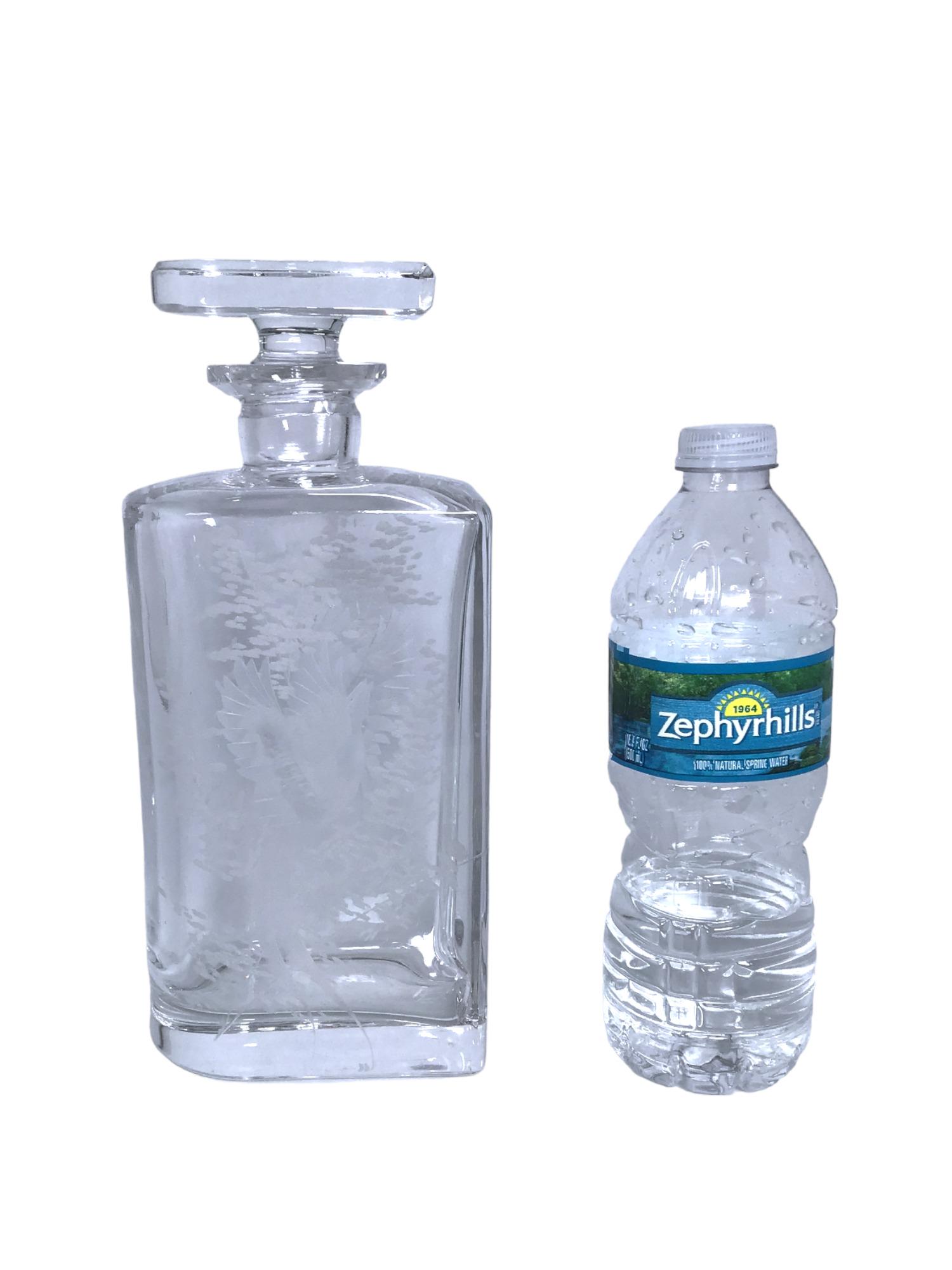 Whisky Decanter With Floral And Firebird Etched Motif