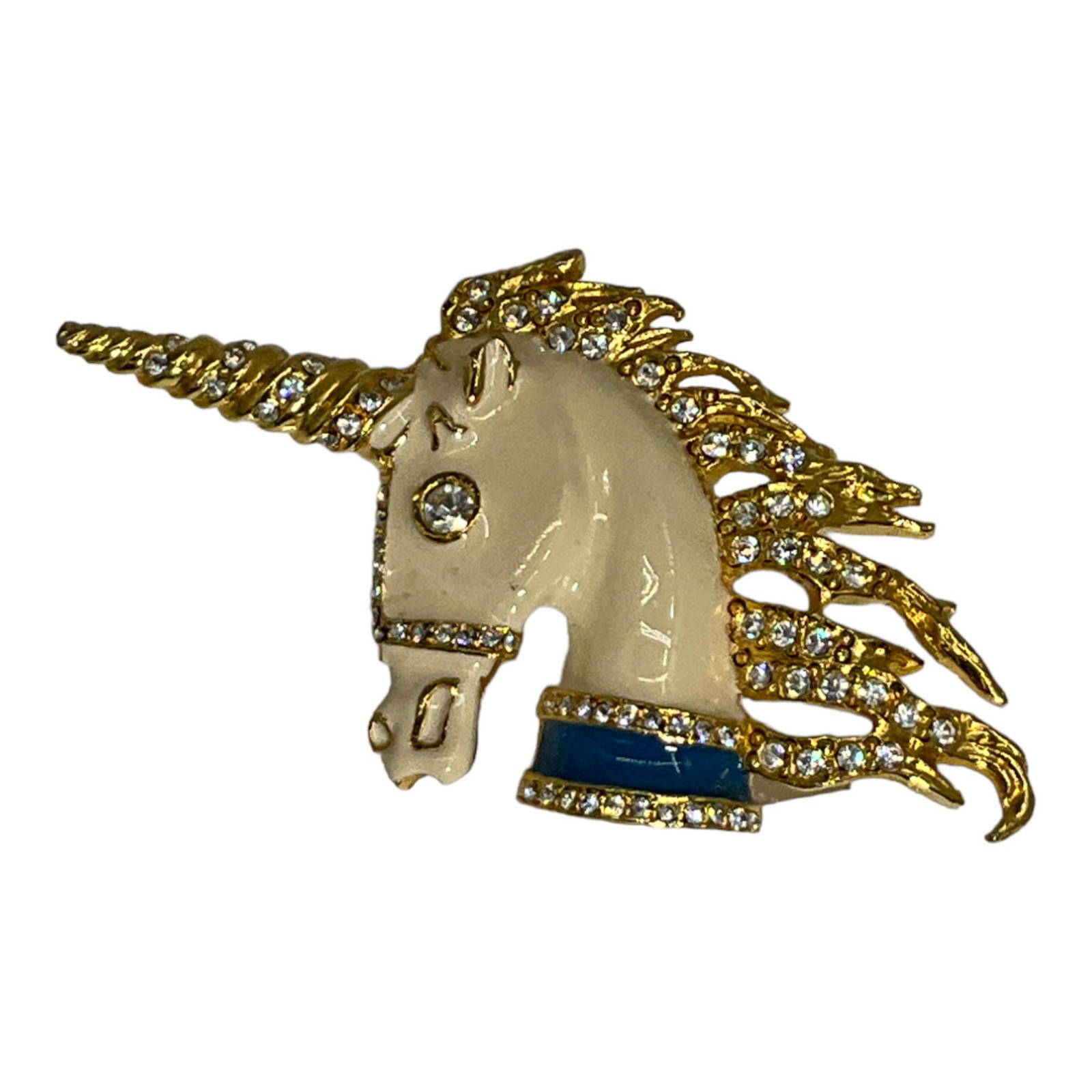 Kenneth J. Lane - Kjl Enamel Unicorn Brooch With Rhinestones Auction