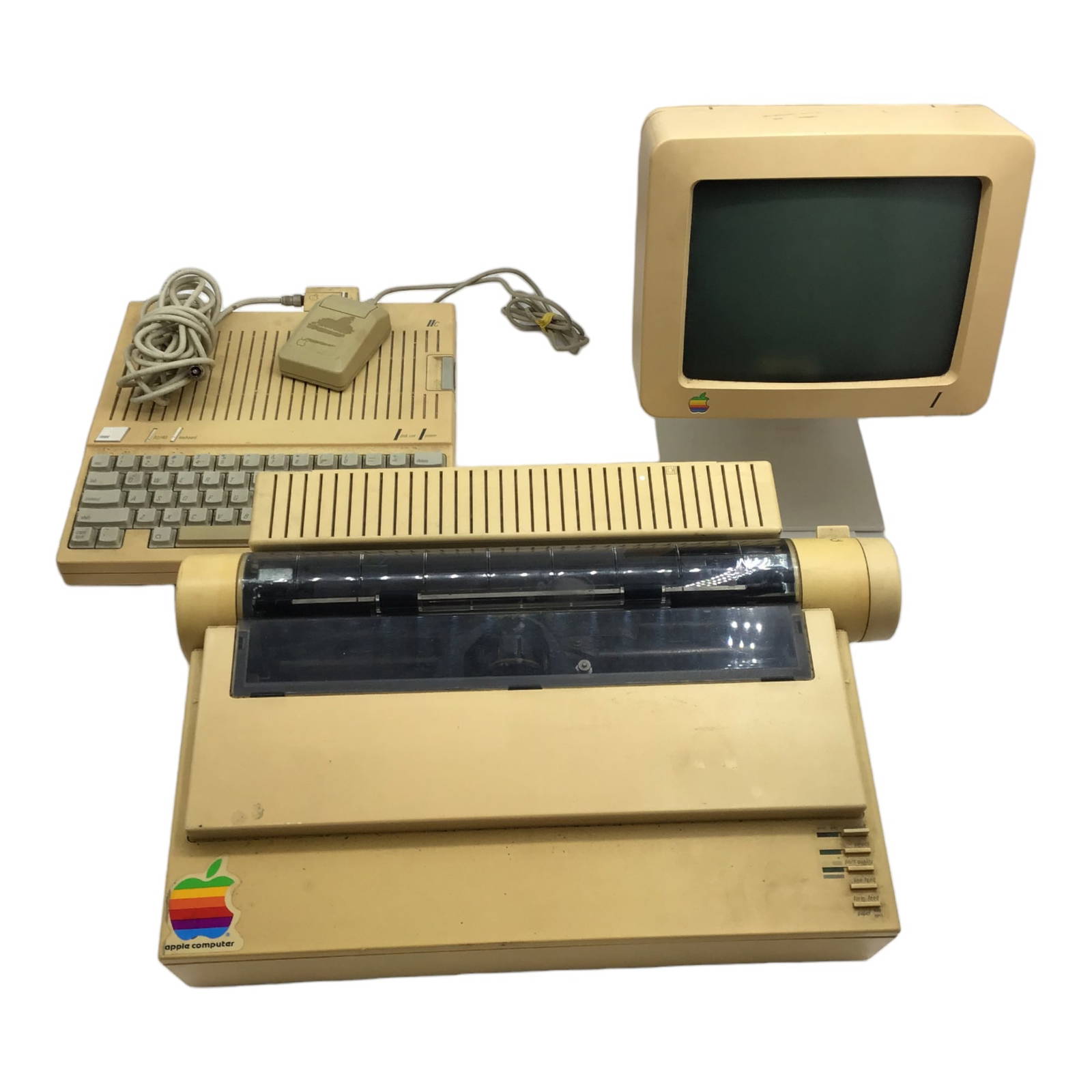 Vintage Apple Computer Monitor With Stand, Imagewriter Ii/printer, And ...