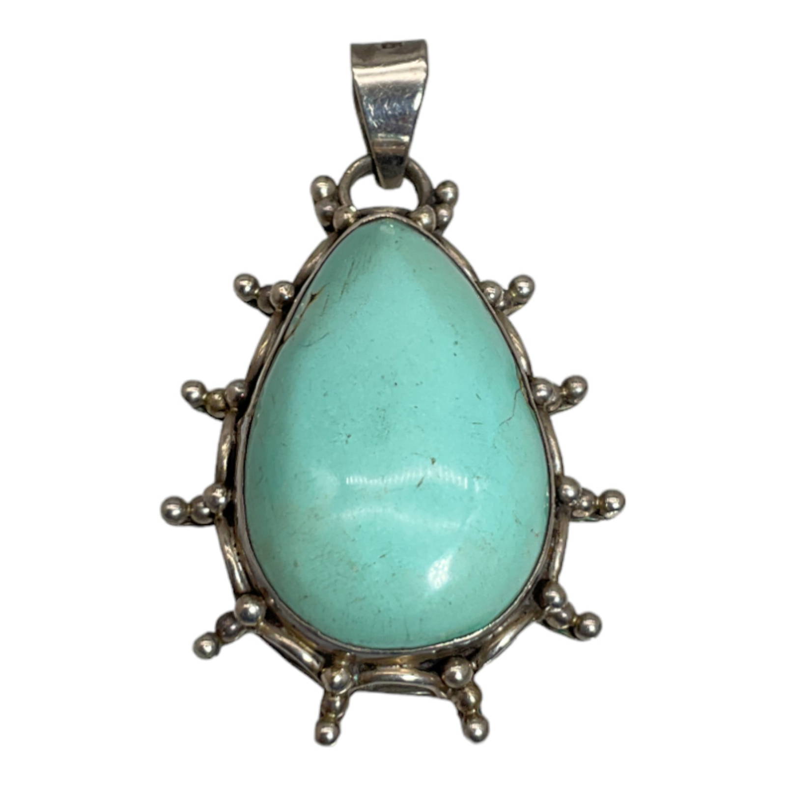 Vintage 925 Tear Drop Shaped Pendant With Turquoise Auction