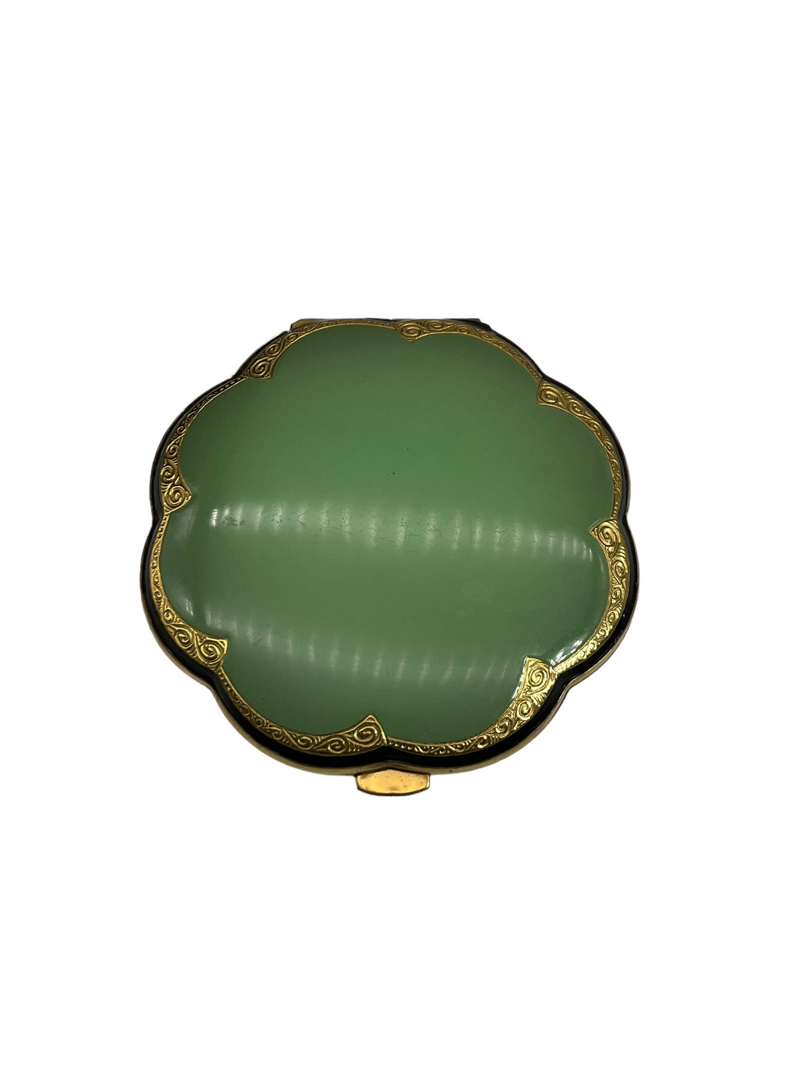 Vtg. Jade Green Enamel Powder Compact Auction