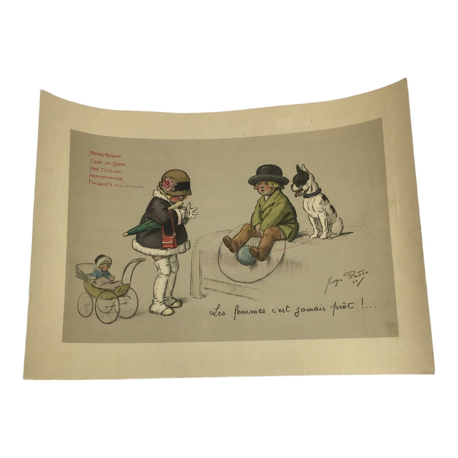 Georges Redon (french, 1863-1943) Vintage Menu Lithograph Café De Paris ...