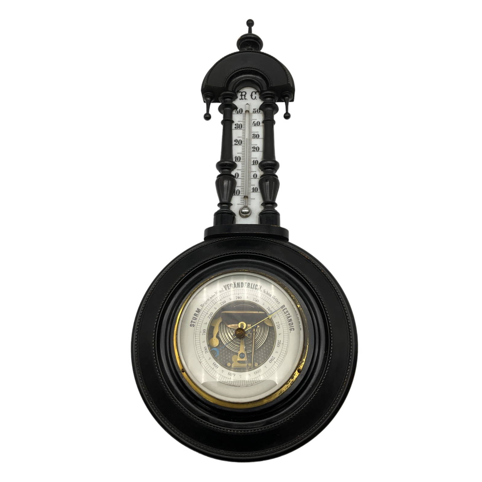 German Wall Mount Barometer- Thermometer Weather Station Auction