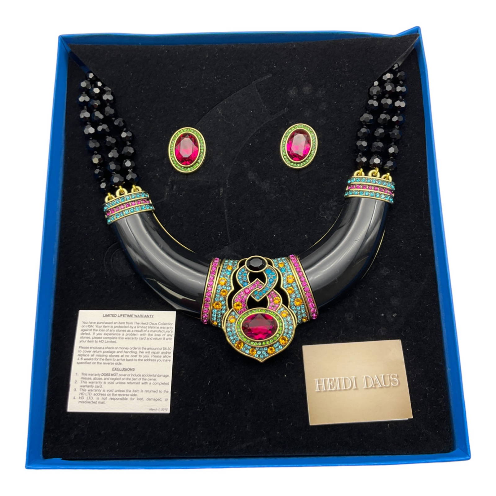 Heidi Daus Signature Accent Rhinestone & Crystal Triple Strand Necklace ...