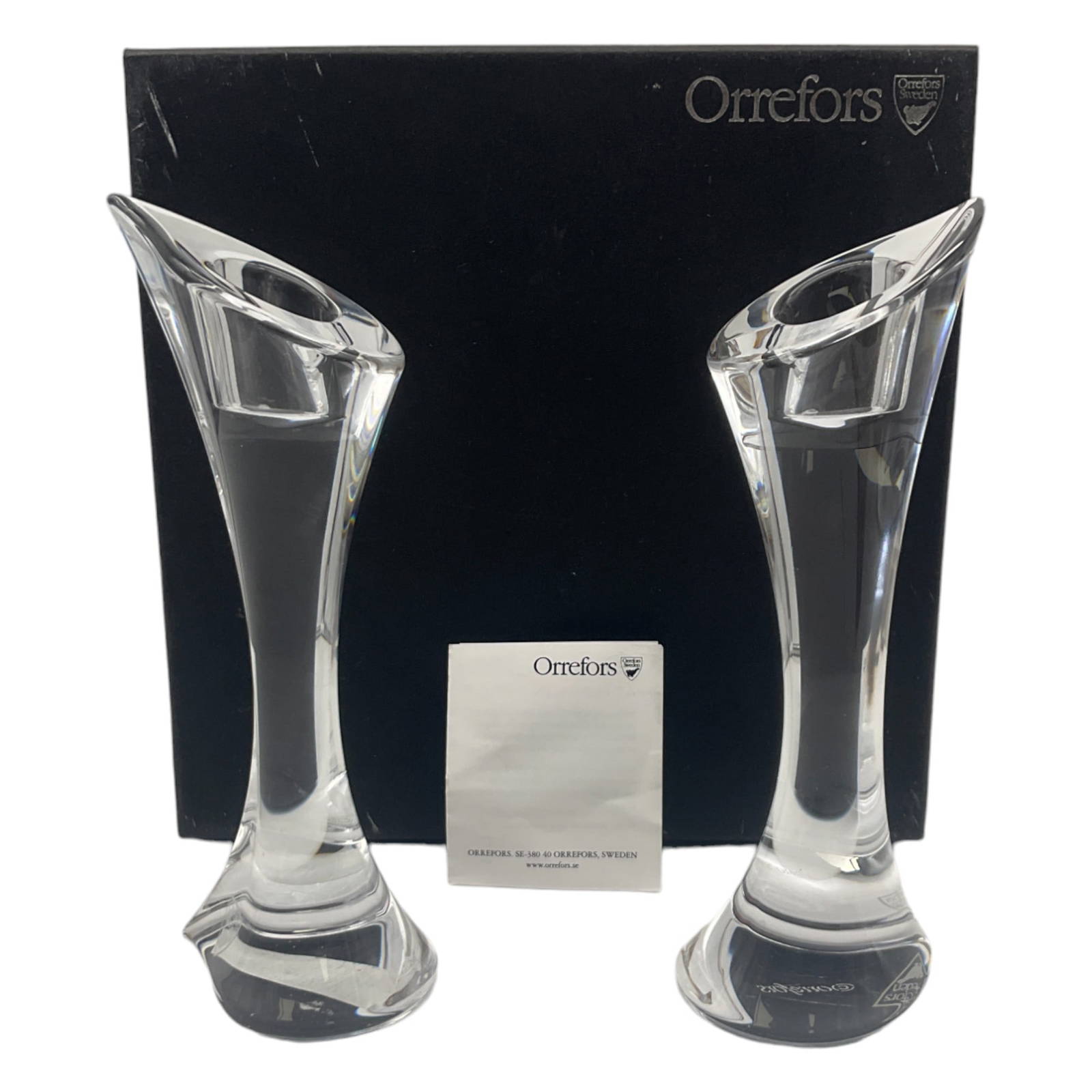 Pair Orrefors Candle Holders Auction