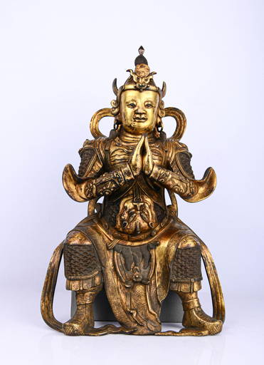Bronze Gilt Wei Tuo Statue Of Qing Dynasty