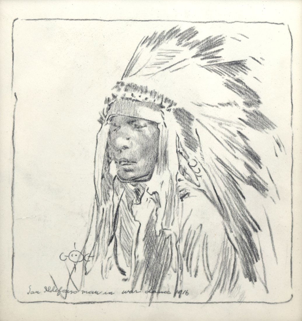 Gerald Cassidy (1879 1934) San Ildefonso Man In War Dance