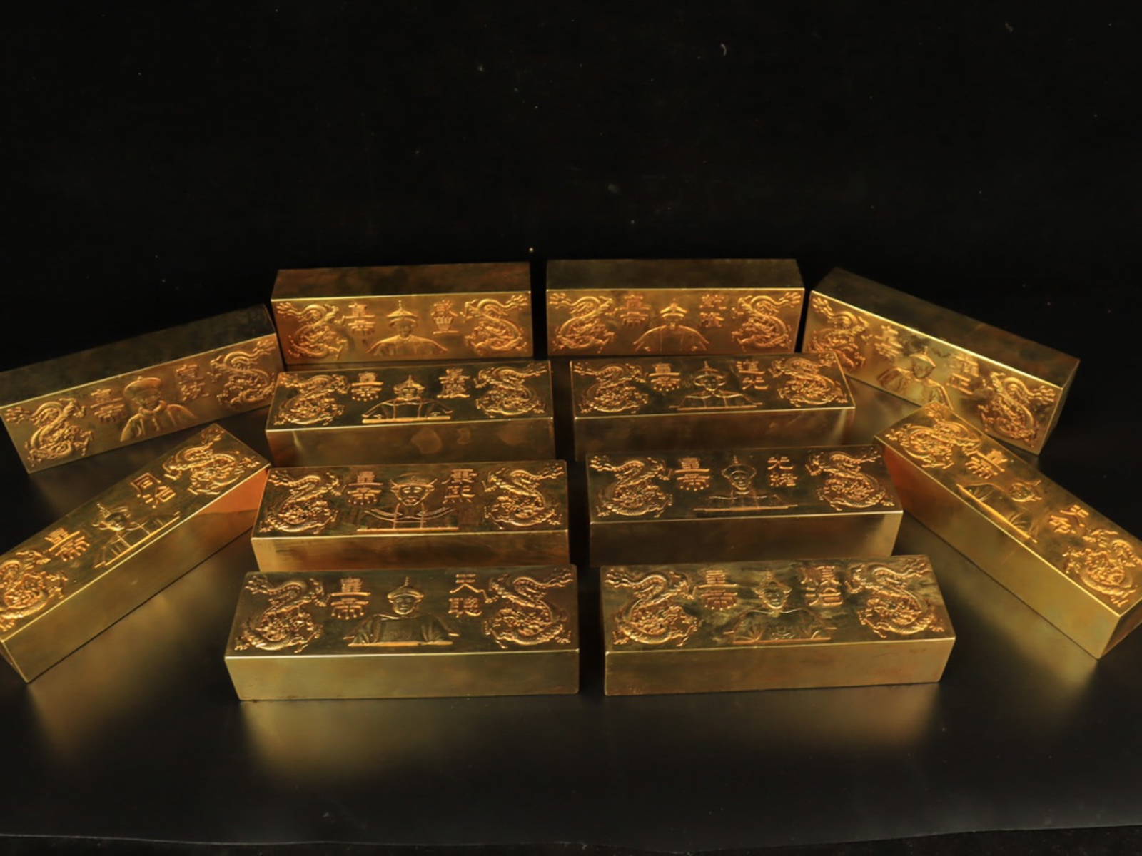 A Set Of Copper-gilt 12 Emperors' Gold Bricks Auction