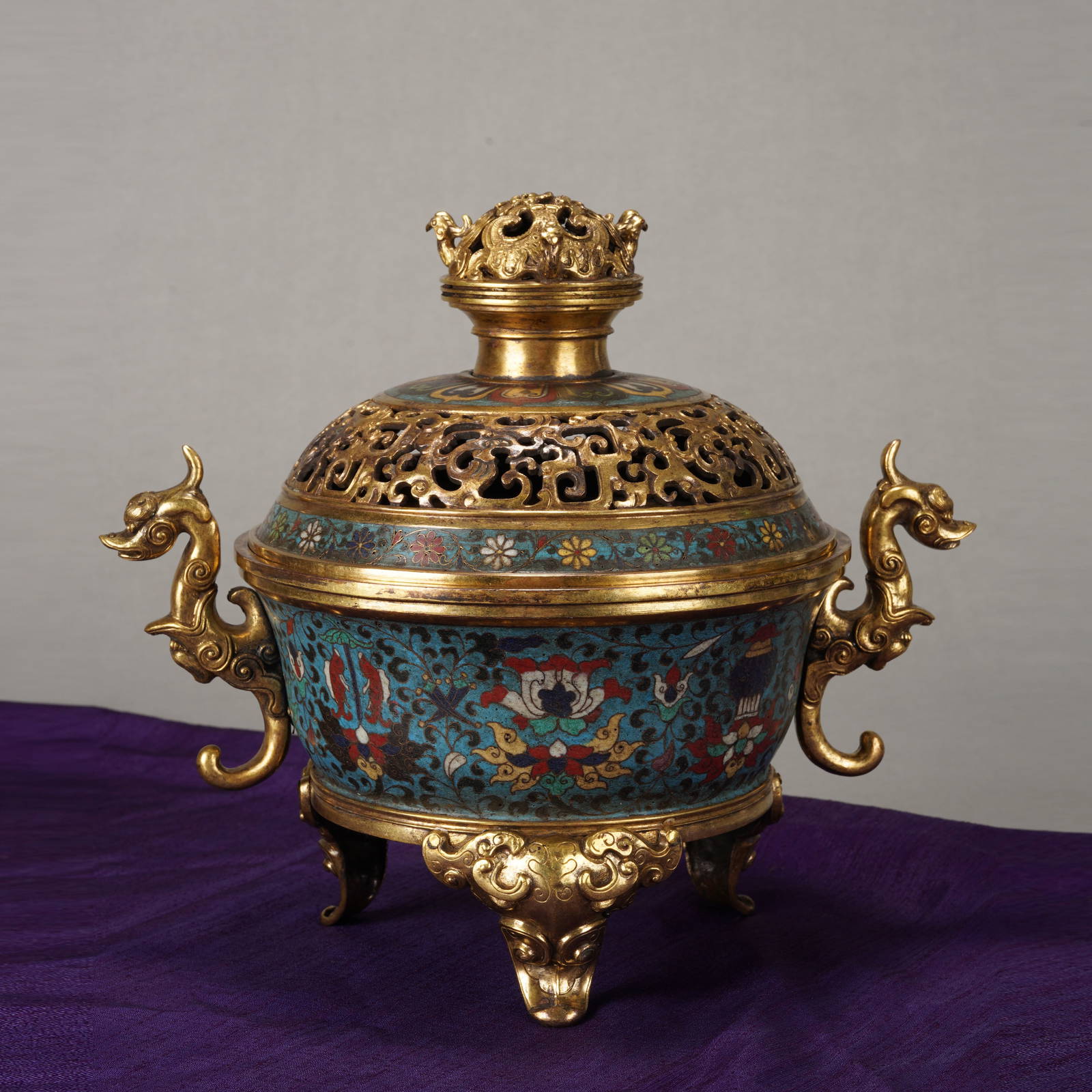 A Cloisonne Enamel Interlock Branches Censer Auction