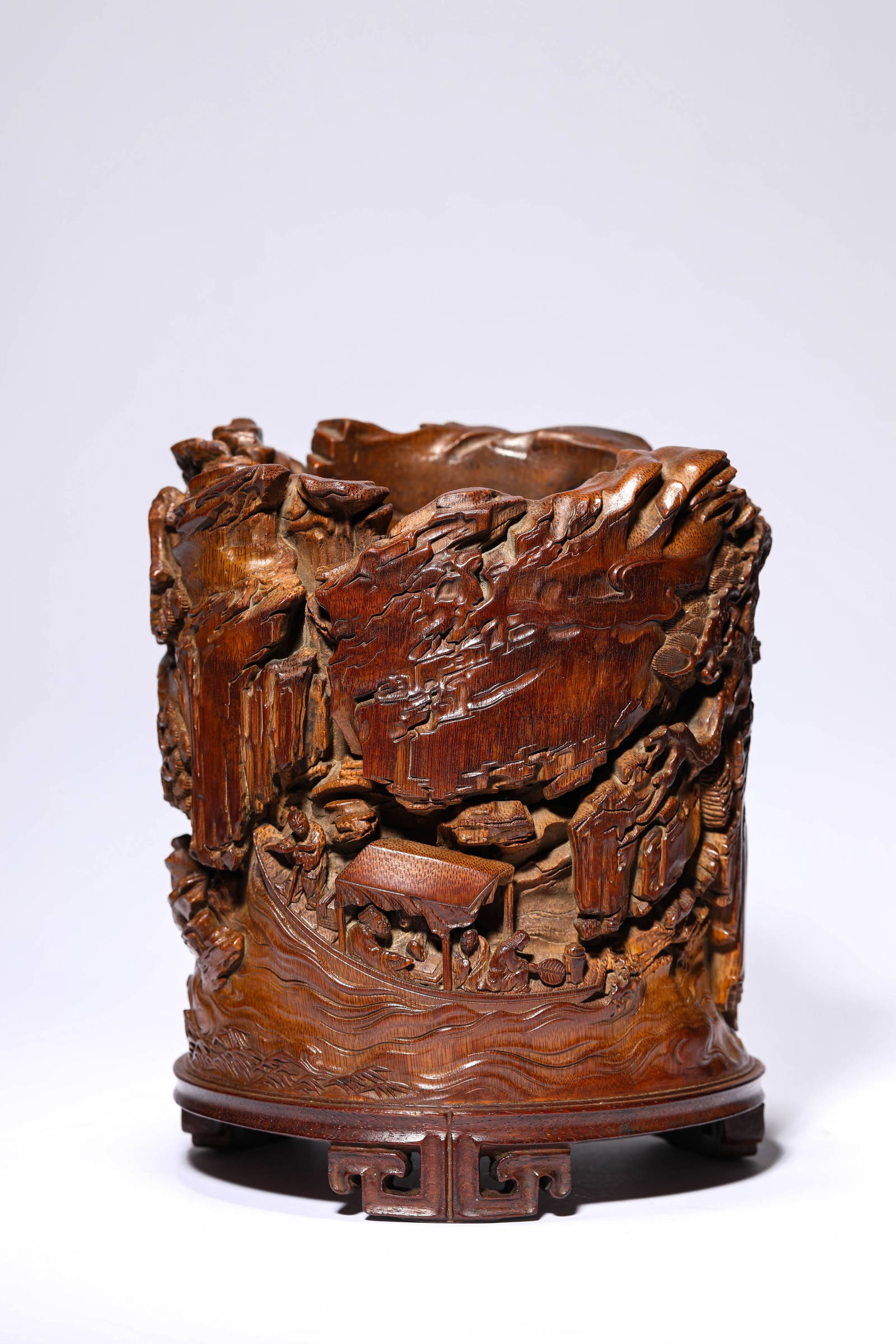 A Bamboo Mountain And River Brush Pot Auction