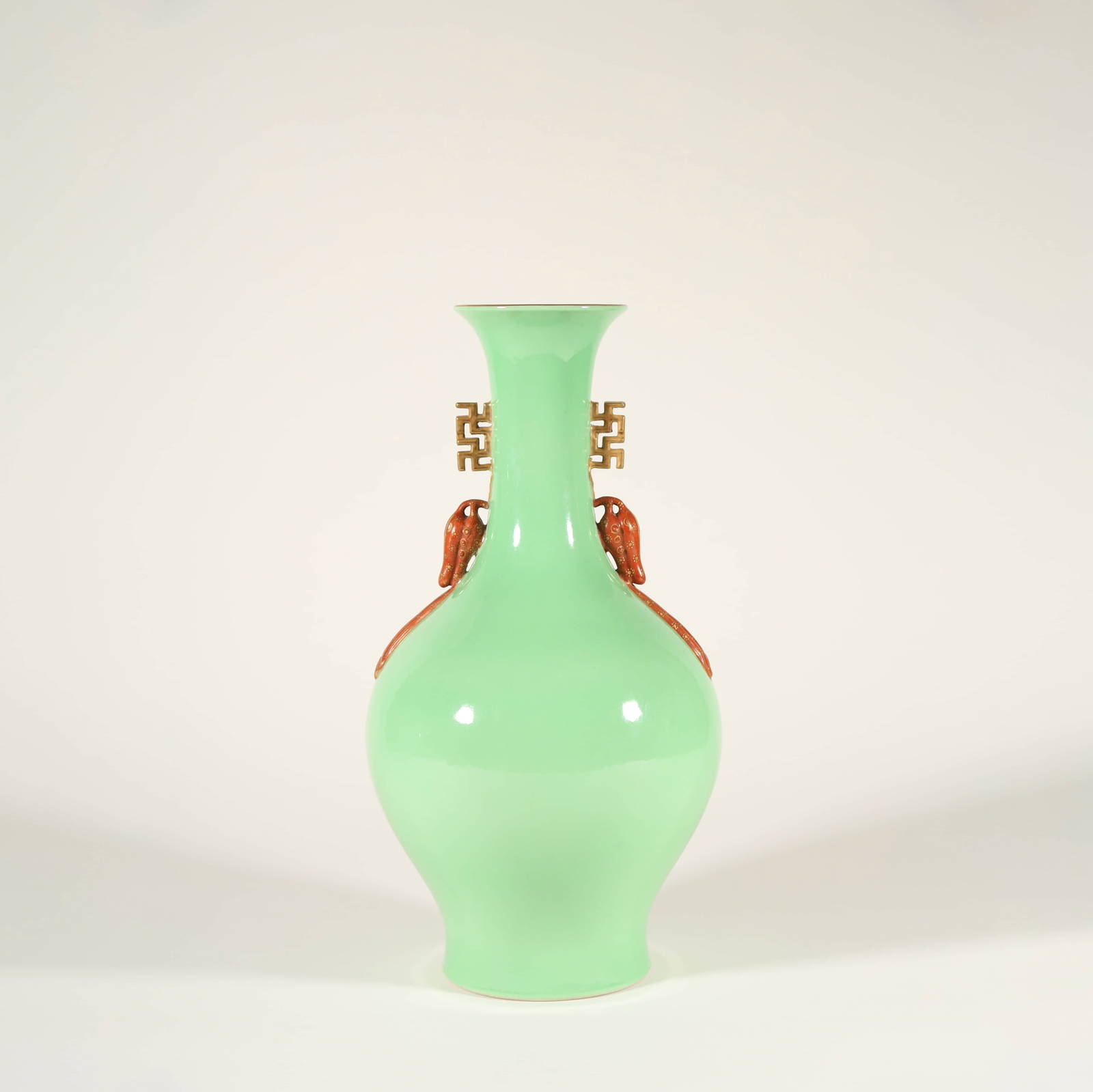 Apple-green Glaze Longevity Vase Auction