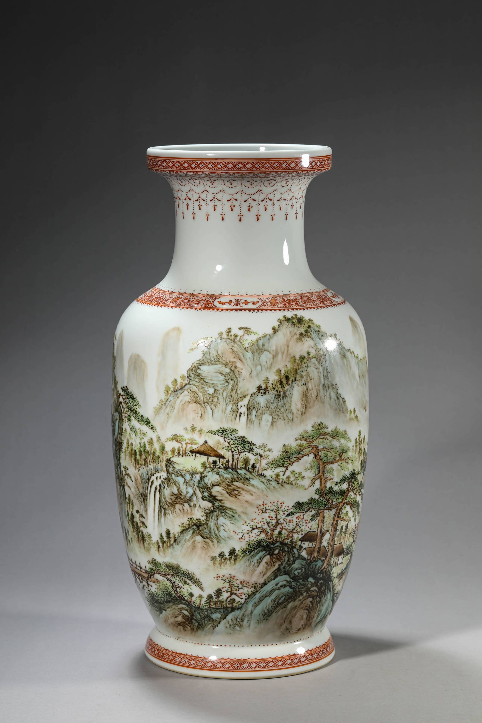 A Porcelain Mountain And Poem Vase Auction