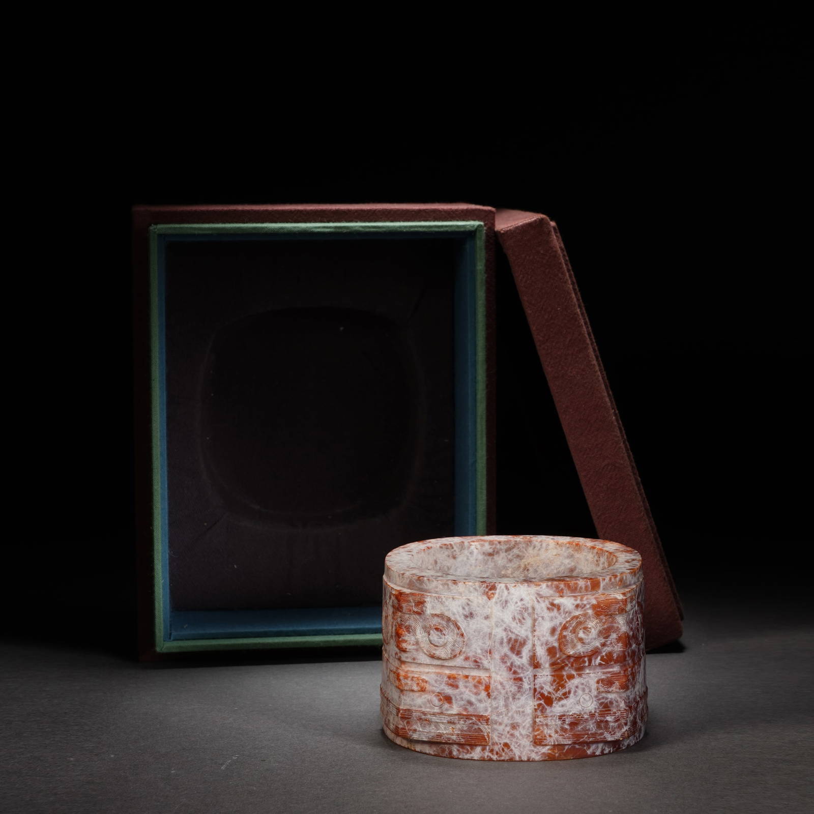 Jade Carved Beast Face Pattern Cong Ornament Auction