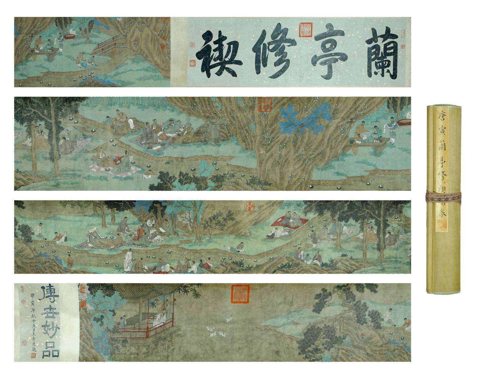 A Chinese Long Scroll Hand Painting,tang Yin Mark Auction