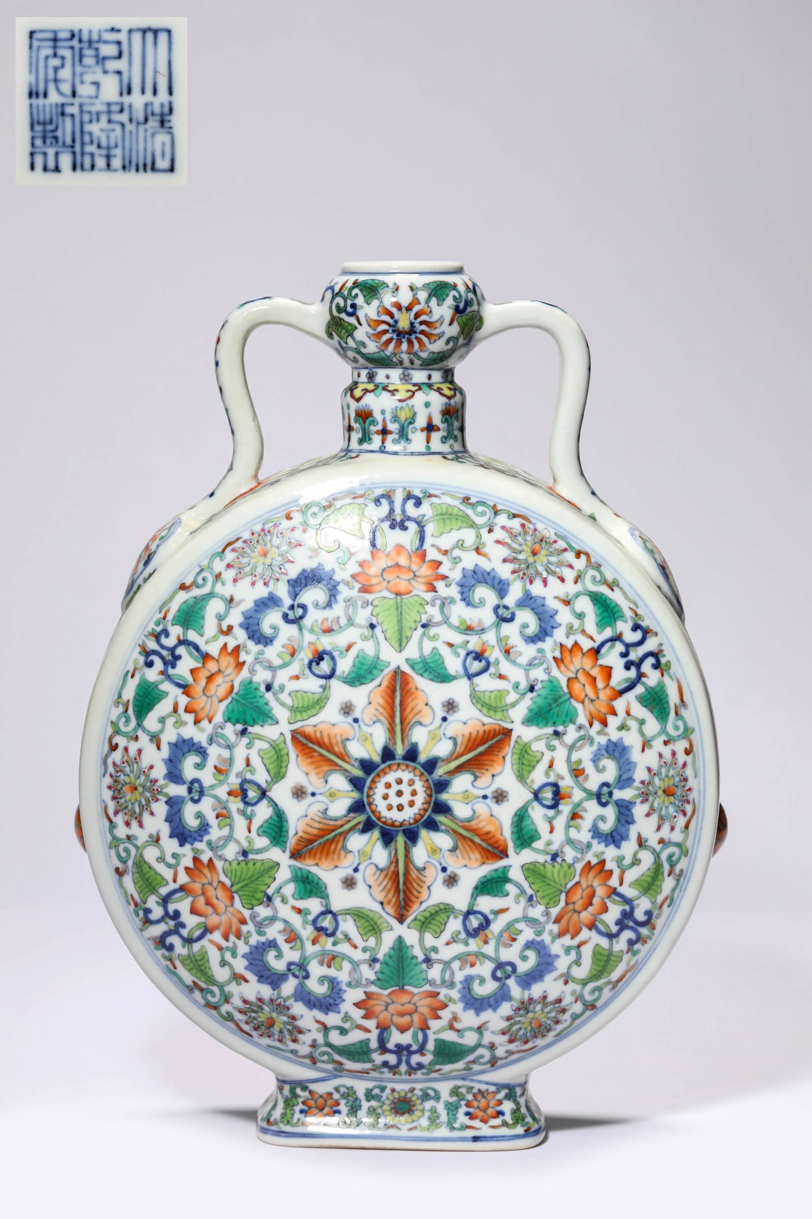 A Porcelain Doucai Interlock Branches Moonflask Auction