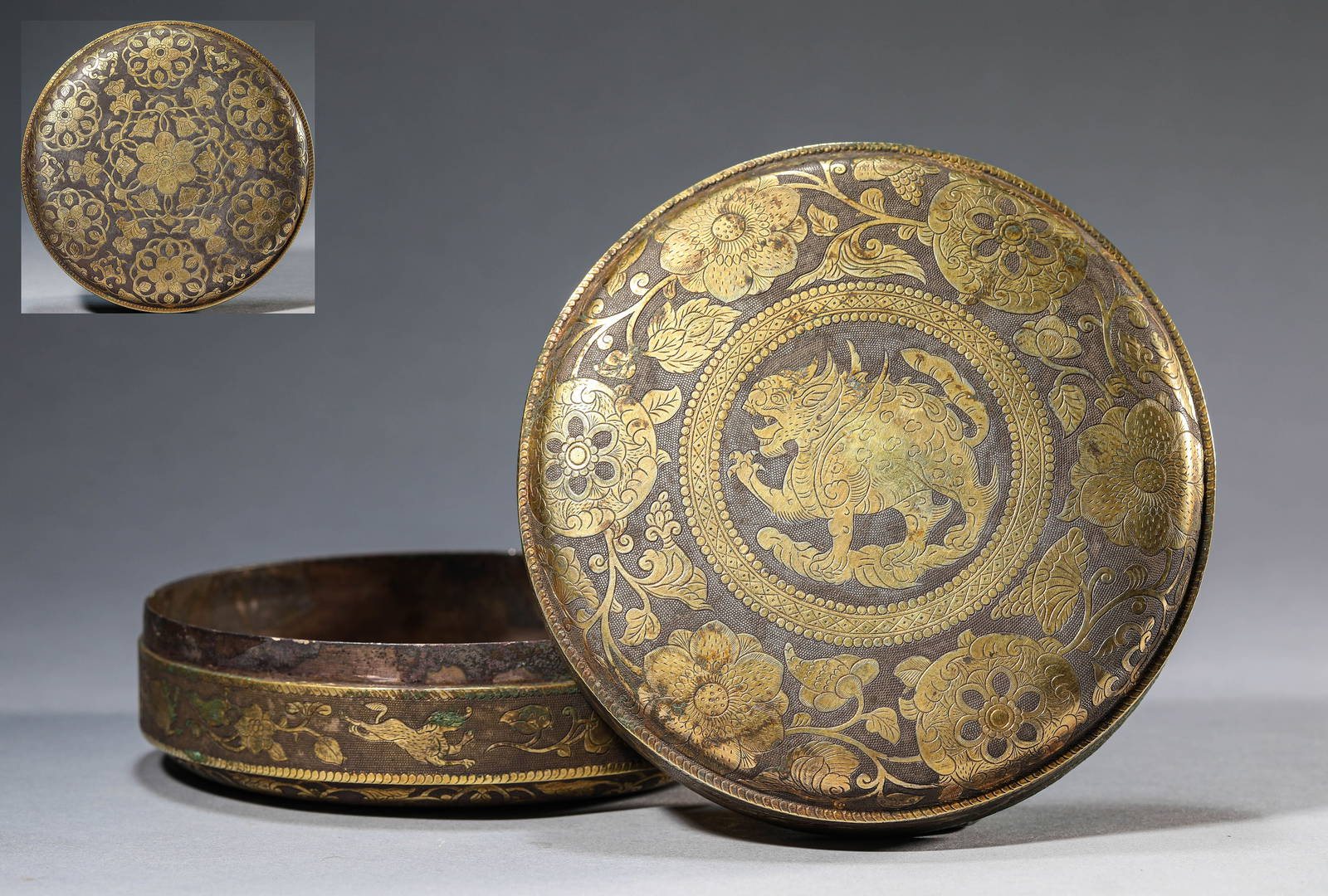 A Gilt-bronze Interlock Branches Beast Box And Cover Auction